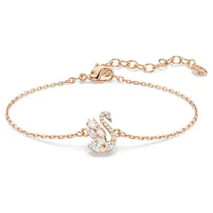 SWAROVSKI Swan Bracelet With Rose Gold Finish And Zirconia - White