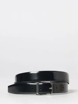 Dolce & Gabbana Reversible Calfskin Leather Belt With Logo Buckle - Black