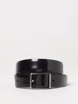 Dolce & Gabbana Reversible Calfskin Leather Belt With Logo Buckle - Black