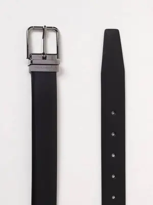 Dolce & Gabbana Reversible Calfskin Leather Belt With Logo Buckle - Black