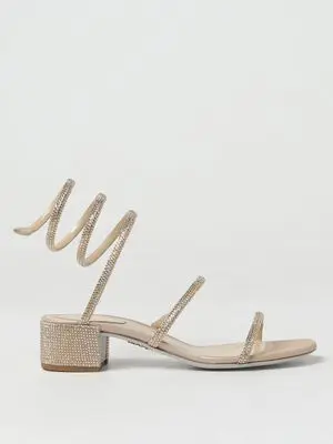 Rene Caovilla Rene Caovilla Cleo Satin Sandals With Rhinestones Nude