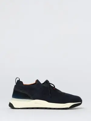 Santoni Low-top Sneakers In Stretch Tech Fabric And Leather With Rubber Sole