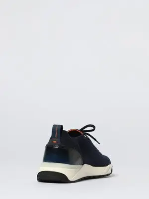 Santoni Low-top Sneakers In Stretch Tech Fabric And Leather With Rubber Sole