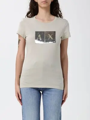 Armani Exchange Sequin Logo T-shirt - Sand