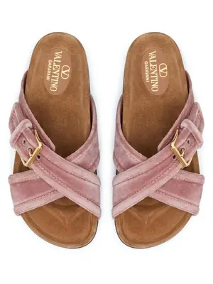 Valentino Garavani Slide Fussfriend Velvet Sandals 30mm - Lip