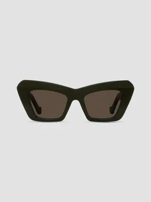 Loewe Anagram 51mm Cat-eye Sunglasses - Dark Olive Green Brown