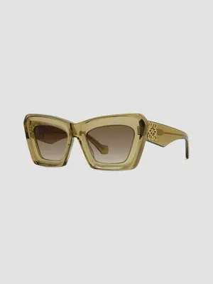 Loewe Anagram 51mm Cat-eye Sunglasses - Shiny Dark Green Gradient Brown
