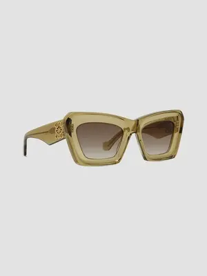 Loewe Anagram 51mm Cat-eye Sunglasses - Shiny Dark Green Gradient Brown