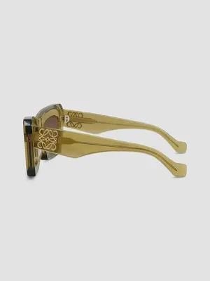 Loewe Anagram 51mm Cat-eye Sunglasses - Shiny Dark Green Gradient Brown