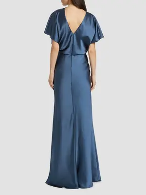 Amsale Draped Satin Gown - French Blue