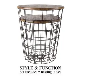 LAVISH HOME 2 Nesting Tables With Storage Round Tables
