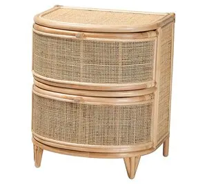 BAXTON STUDIO Oleta Natural Brown Rattan Nights Tand - One-color