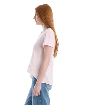 Wilt Boxy Mixed Media Hem Tee - Barely Pink