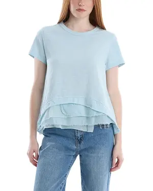 WILT CLOTHING Wilt Boxy Mixed Media Hem Tee - Corydalis Blue