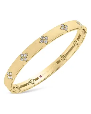 Roberto Coin 18k Yellow Diamond Flower Bangle - Gold