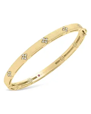 Roberto Coin 18k Love In Verona Diamond Flower Bangle - Yellow Gold