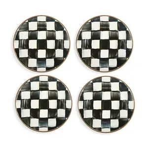 MACKENZIE-CHILDS Courtly Check Appetizer Plates, Set Of 4 - Black/white