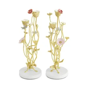 Michael Aram Wildflowers Candle Holders, Set Of 2 - Gold/white