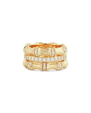 ANABEL ARAM Sculpted Bamboo Stack Ring In 18k Plated
