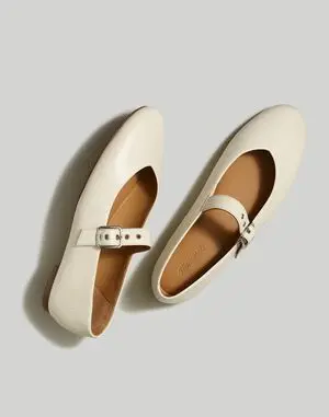 Madewell Remy Leather Mary Jane Flats Ecru