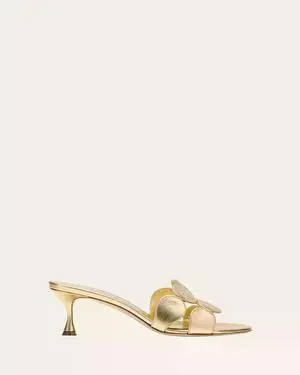 Manolo Blahnik Haribalmu Metallic Leather Sandals - Gold