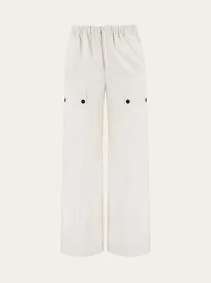 FERRAGAMO Drawstring Linen Trouser With Applied Pockets