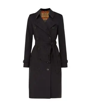 Burberry Kensington Long Organic Cotton-gabardine Trench Coat - Black