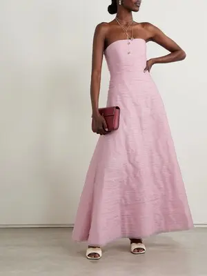 Aje Soundscape Strapless Layered Chiffon Gown