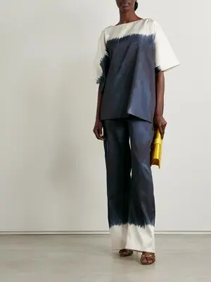 DIMA AYAD Tie-dyed Satin-twill Wide-leg Pants