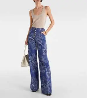 Etro Floral High-rise Flared Jeans