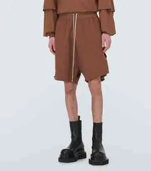 Rick Owens Cotton Jersey Shorts - Brown