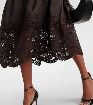 Valentino Garavani Broderie Anglaise Silk Midi Skirt