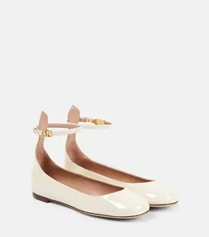 Valentino Garavani Valentino Garavani Tan-Go Patent Leather Ballet Flats White