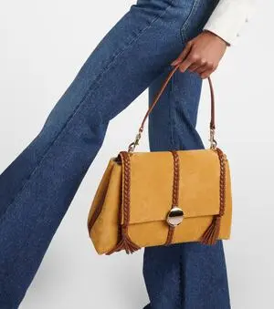 Chloé Penelope Medium Suede Shoulder Bag - Gold