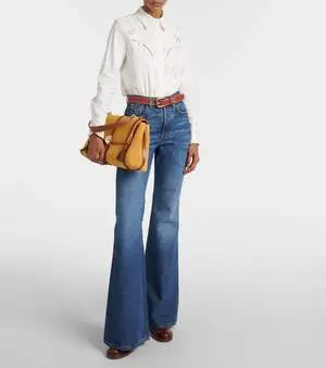 Chloé Penelope Medium Suede Shoulder Bag - Gold