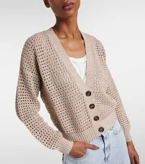 Brunello Cucinelli Sequined Open-knit Cotton-blend Cardigan