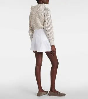Brunello Cucinelli Pleated Cotton Shorts - White
