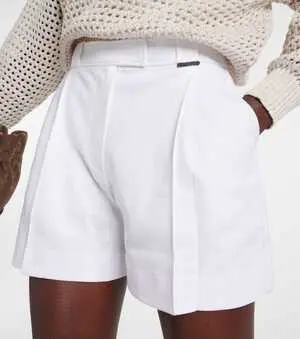 Brunello Cucinelli Pleated Cotton Shorts - White