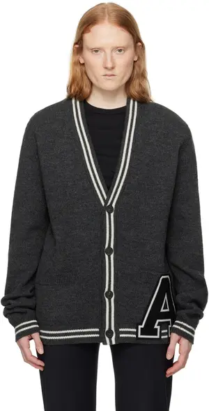 AMBUSH AMBUSH Bouclé Logo Patch Cardigan - Dark Grey
