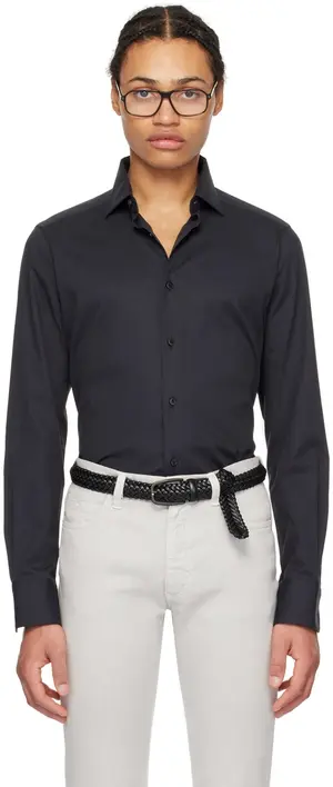 Zegna ZEGNA Black Button Shirt - 701347a7 Black