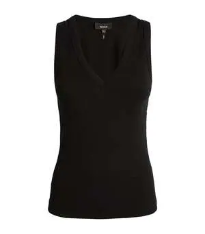 ME+EM V-neck Ribbed Tank - Black