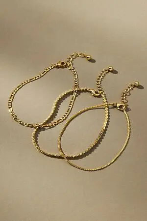 UNCOMMON JAMES Gilded Chain Bracelets Set Of 3 - Gold