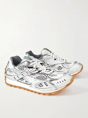 Bottega Veneta Orbit Metallic Rubber And Mesh Sneakers - White