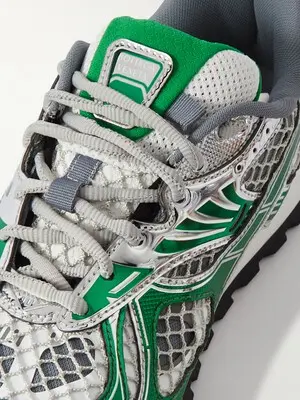 Bottega Veneta Orbit Metallic Rubber And Mesh Sneakers - Green