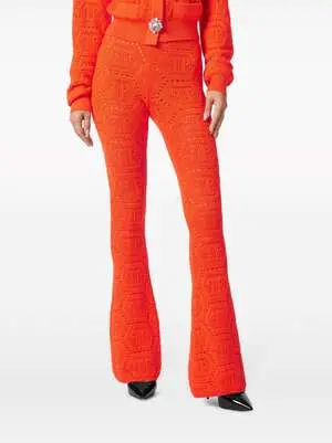 Philipp Plein Monogram-intarsia Bootcut Trousers