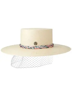 MAISON MICHEL Lana Veil Straw Hat - Neutrals