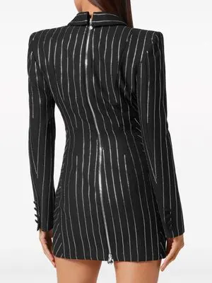Philipp Plein Crystal-embellished Pinstripe Mini Dress