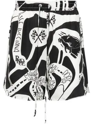Rhude Strada Silk Shorts - Black