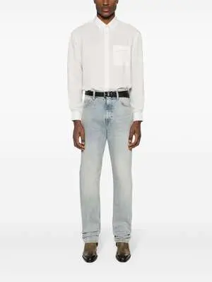 Saint Laurent Logo-embroidered Striped Shirt - White
