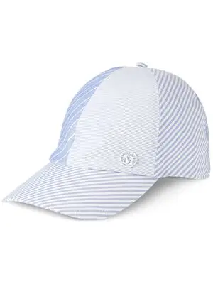 MAISON MICHEL Striped Cotton Cap - Blue